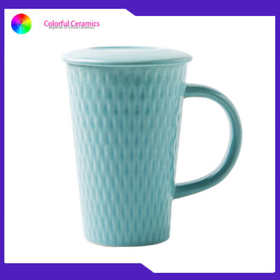 Ceramic cup tall coffee mugs V mug ceramic coffee mug with lid Custom Embossed Mugs