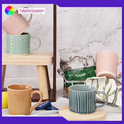 Crackle Glaze Custom Embossed Mugs Small Household For Drinking Coffee