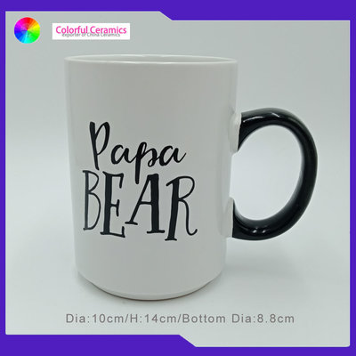 Straight Personalised Stoneware Pottery Coffee Mugs Oversized With Black Handle