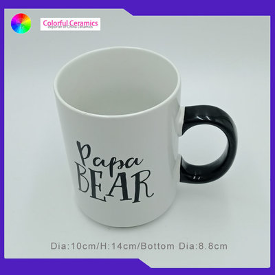 Straight Personalised Stoneware Pottery Coffee Mugs Oversized With Black Handle