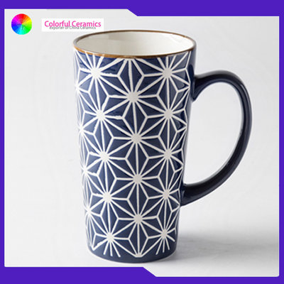 440ml Stoneware Coffee Mugs Large Capacity Tall With Personalised Logo