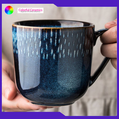 Household Drinking Promotional Ceramic Coffee Mugs Blue Creative Glaze