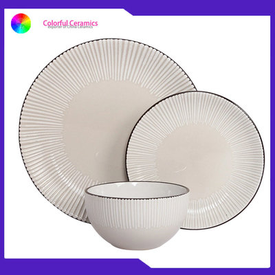 Glazed Silkscreen Multi Colored Stoneware Dinnerware Sets Dessert Plate Sala Bowl Tableware