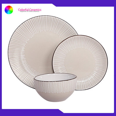 Glazed Silkscreen Multi Colored Stoneware Dinnerware Sets Dessert Plate Sala Bowl Tableware