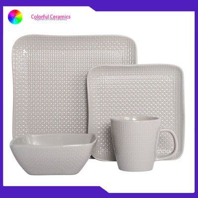 Tableware Ceramic Dinnerware Setsembossed Coffee Mug Square Plate Ceramic Sala Bowl