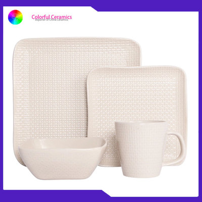 Tableware Ceramic Dinnerware Setsembossed Coffee Mug Square Plate Ceramic Sala Bowl
