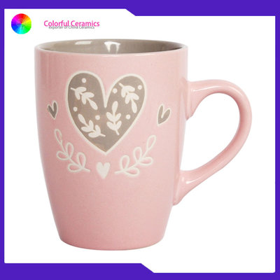 Silkscreen 340ml Handmade Stoneware Mugs Ceramic Coffee Cup Valentine's Day Gift