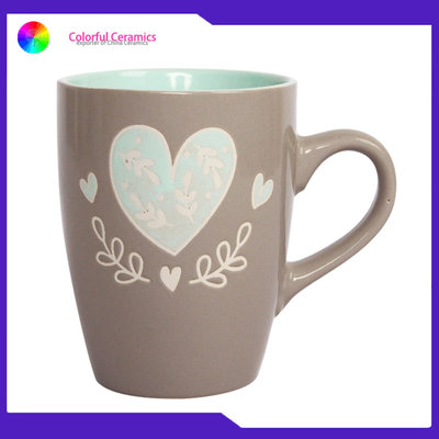 Silkscreen 340ml Handmade Stoneware Mugs Ceramic Coffee Cup Valentine's Day Gift