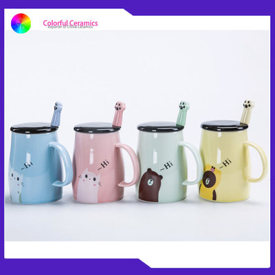Glazed Custom Ceramic Coffee Mugs Lid Porcelain Dinnerware Sets Long Lifespan