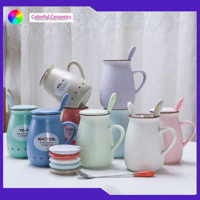 Glazed Custom Ceramic Coffee Mugs Lid Porcelain Dinnerware Sets Long Lifespan