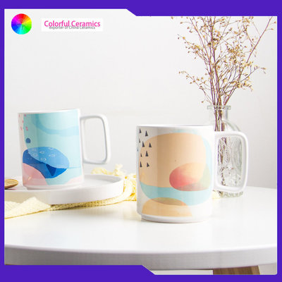 Stoneware Printed Promotional Ceramic Travel Mug Tea Cups 420ML EEC Approval