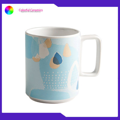 Stoneware Printed Promotional Ceramic Travel Mug Tea Cups 420ML EEC Approval