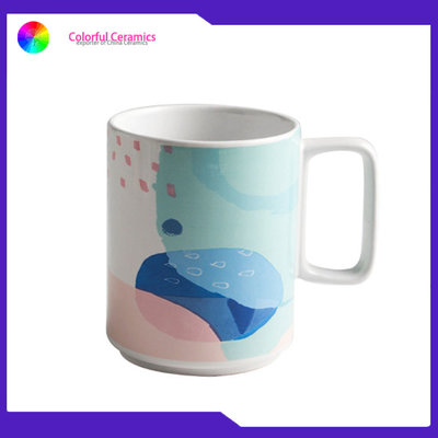 Stoneware Printed Promotional Ceramic Travel Mug Tea Cups 420ML EEC Approval