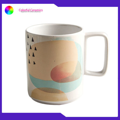 Stoneware Printed Promotional Ceramic Travel Mug Tea Cups 420ML EEC Approval