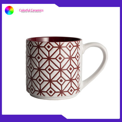 Geometric Silkscreen Silkscreen Coffee Mugs 480ml Stackable Household Tableware