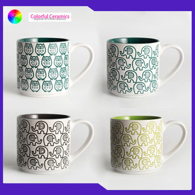 Geometric Silkscreen Silkscreen Coffee Mugs 480ml Stackable Household Tableware