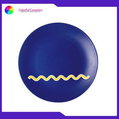 8 Inch Geometric Flat Custom Printed Dinner Plates Ceramic Tableware Eco Friendly
