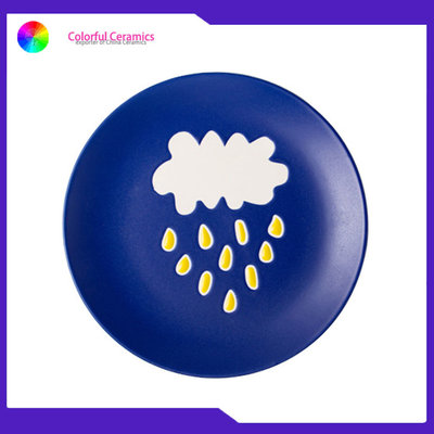 8 Inch Geometric Flat Custom Printed Dinner Plates Ceramic Tableware Eco Friendly