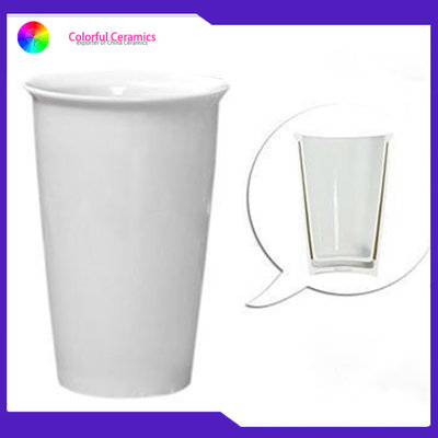 Double Layer Insulated Ceramic Coffee Mugs Without Handles Silicone Cover