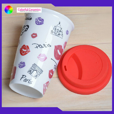 Double Layer Insulated Ceramic Coffee Mugs Without Handles Silicone Cover