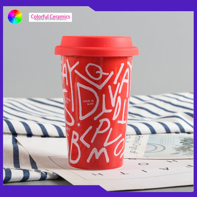 Nordic Simple Ceramic Travel Mug Without Handle Double Layer Food Contact Safe