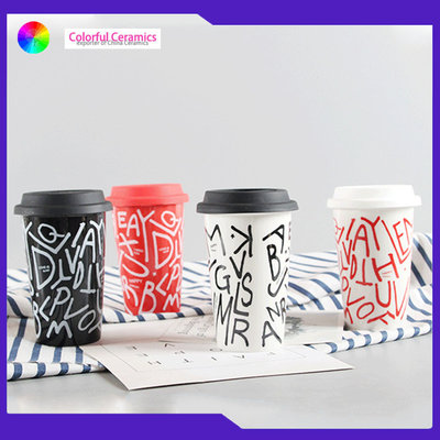 Nordic Simple Ceramic Travel Mug Without Handle Double Layer Food Contact Safe