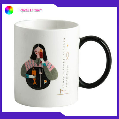 12 Oz Custom Imprinted Promotional Ceramic Coffee Mugs With Black Handle