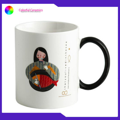 12 Oz Custom Imprinted Promotional Ceramic Coffee Mugs With Black Handle
