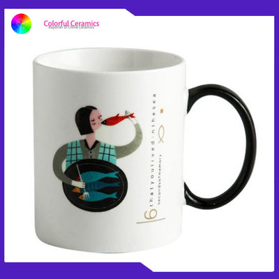 12 Oz Custom Imprinted Promotional Ceramic Coffee Mugs With Black Handle