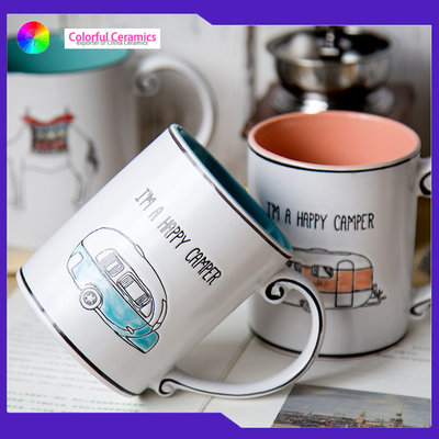 Continental Cuisine Tableware Custom Coffee Travel Mugs 600ml Long Lifespan