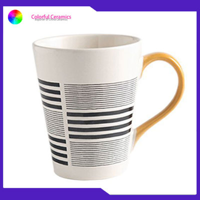 370ml Capacity Handmade Stoneware Ceramic Mug Handprinted Tableware Customized