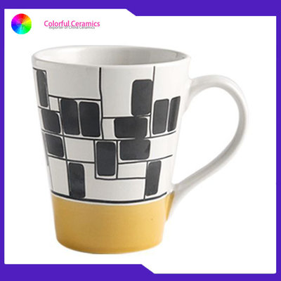 370ml Capacity Handmade Stoneware Ceramic Mug Handprinted Tableware Customized