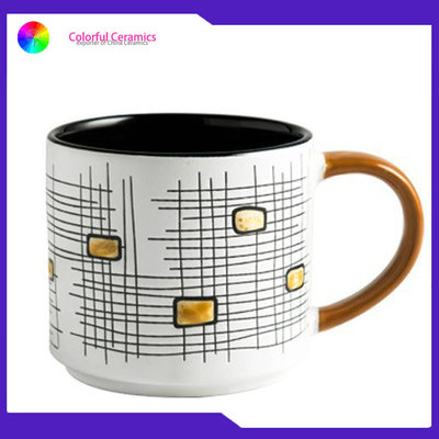 Handprinted Custom Stoneware Coffee Mugs Food Contact Safe Lead / Cadmium Free