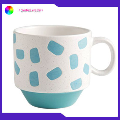 Custom Coffee Cups Handmade Stoneware Mugs Set Sesame Glaze Silkscreen 455ml