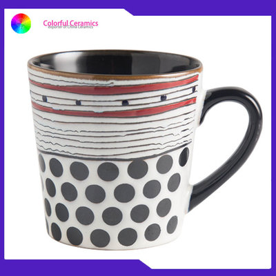 400ml Stoneware Hand Painted Coffee Cups Handprinted Logo Low Water Absorption
