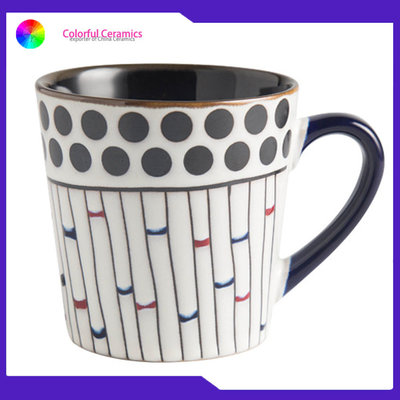 400ml Stoneware Hand Painted Coffee Cups Handprinted Logo Low Water Absorption