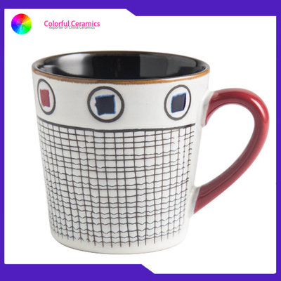 400ml Stoneware Hand Painted Coffee Cups Handprinted Logo Low Water Absorption