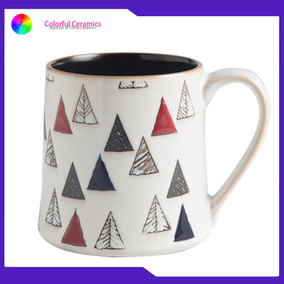 Xmas Hand Painted Ceramic Coffee Mugs Handprinted Logo 400ml Microwave Safe