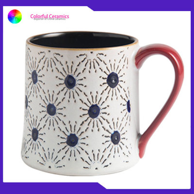 Xmas Hand Painted Ceramic Coffee Mugs Handprinted Logo 400ml Microwave Safe