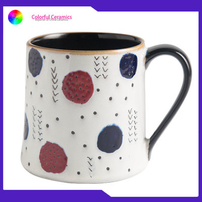 Xmas Hand Painted Ceramic Coffee Mugs Handprinted Logo 400ml Microwave Safe