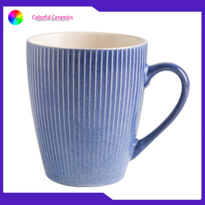 Stripe Glazed Ceramic Coffee Mugs 660ml Big Volum Dishwasher Safe Nordic Style