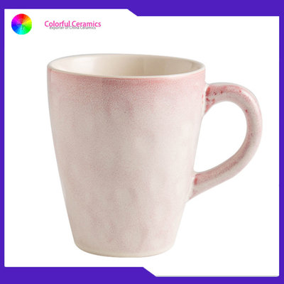 Water Cube Embossed Ceramic Coffee Mugs Glazed Tableware Cup 600ml Lead Free