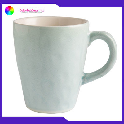 Water Cube Embossed Ceramic Coffee Mugs Glazed Tableware Cup 600ml Lead Free