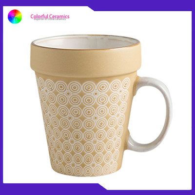 Nordic Style Screen Printed Ceramic Coffee Mug Breakfast Cutlery 485ml Cups
