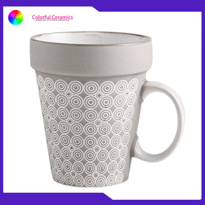 Nordic Style Screen Printed Ceramic Coffee Mug Breakfast Cutlery 485ml Cups