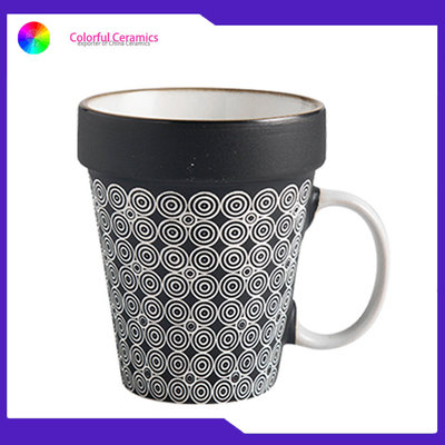 Nordic Style Screen Printed Ceramic Coffee Mug Breakfast Cutlery 485ml Cups