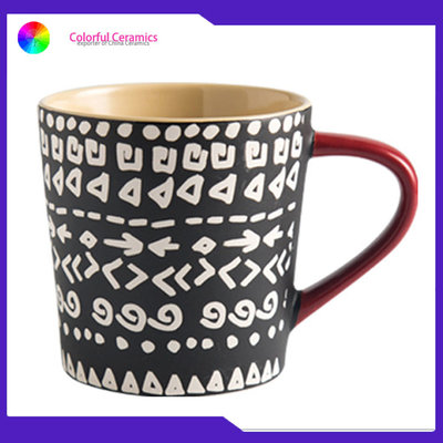 Silkscreen Printed Cearmic Coffee Mugs Stoneware Tableware Mug Set Eco Friendly
