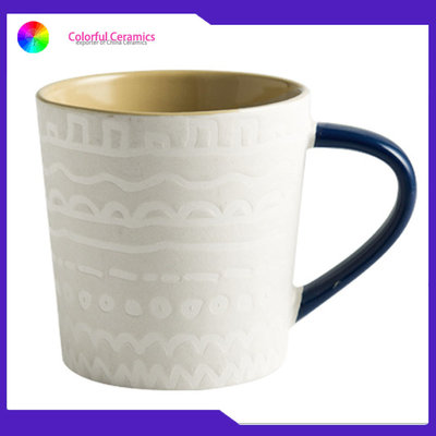 Silkscreen Printed Cearmic Coffee Mugs Stoneware Tableware Mug Set Eco Friendly