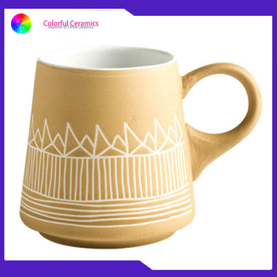 Different Size Silkscreen Coffee Mugs Stoneware Advertising Low Water Absorption