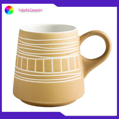 Different Size Silkscreen Coffee Mugs Stoneware Advertising Low Water Absorption